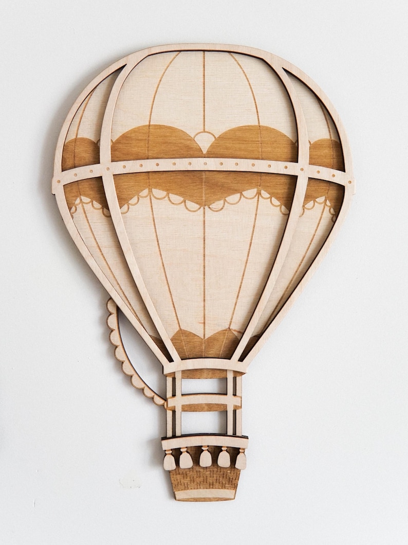 3D Wooden Hot Air Balloon Wall Decor Set – Layered Adventure Nursery ...