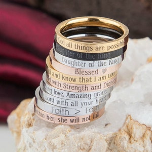 Personalized Bible Verse Ring, Religious Jewelry, Christian Faith ...