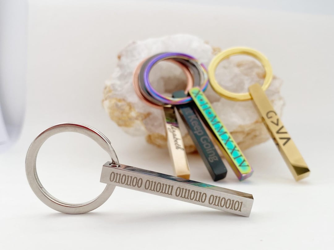 Binary Keychain 3d Bar Keychain Binary Code Keychain Gift