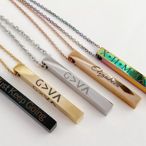 Binary Necklace, 3D Bar Necklace, Binary Code Pendant Gift, Personalized Computer Nerdy Geeky ...