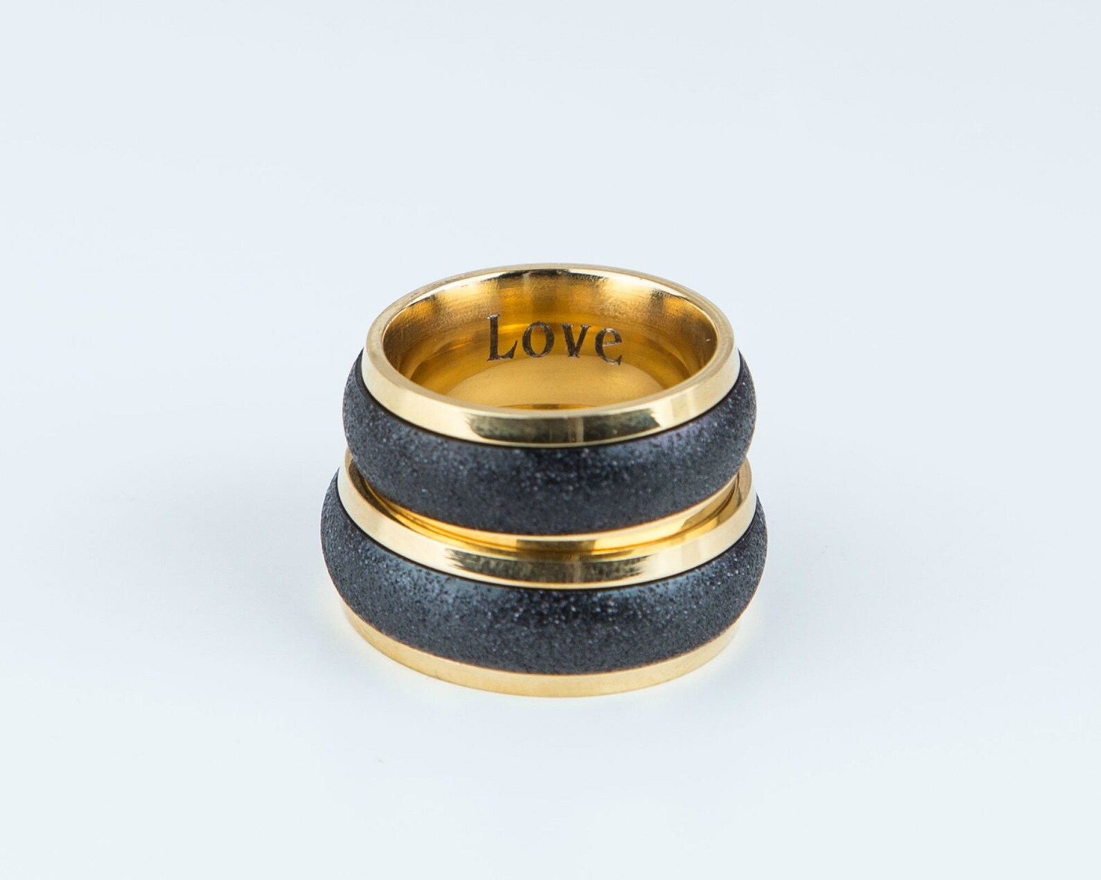 Couple Wedding Spinner Fidget Rings Frosty Black Gold Couple - Etsy