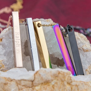 Binary Necklace, 3D Bar Necklace, Binary Code Pendant Gift ...