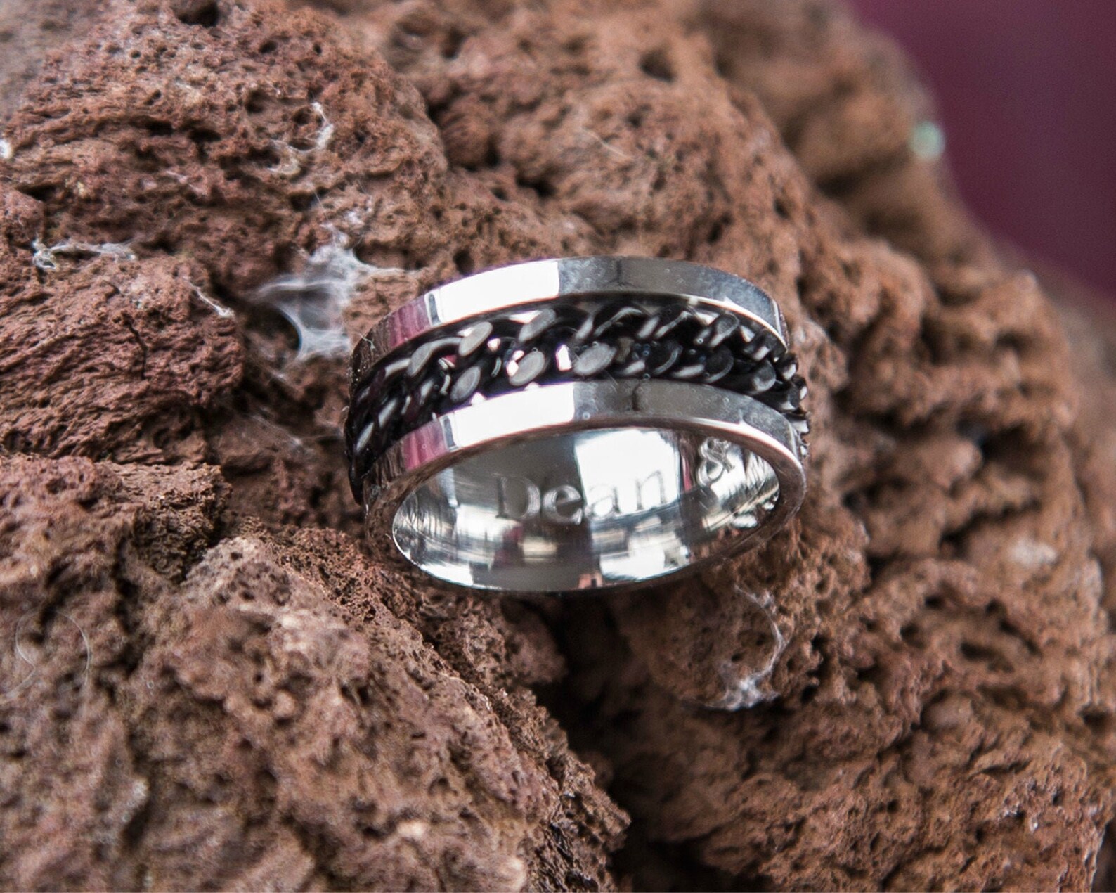 Black Chain Spinner Men Ring Black Chain Ring Stainless Steel | Etsy