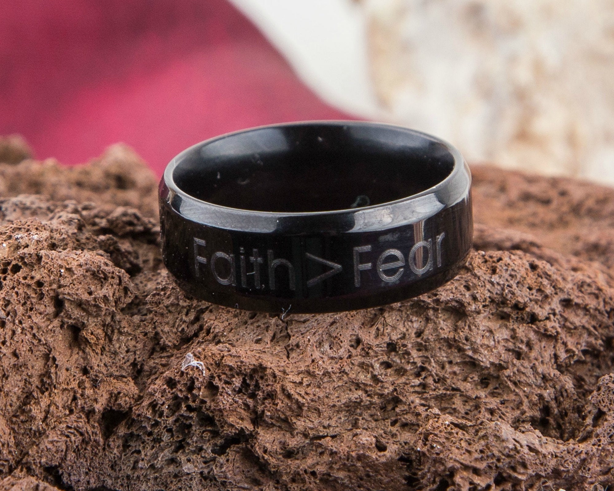Faith Over Fear Men Ring Black / Blue Ring Faith Not Fear - Etsy