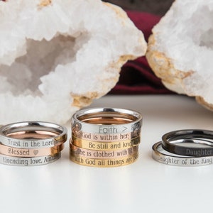 Personalized Bible Verse Ring, Religious Jewelry, Christian Faith ...