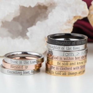 Personalized Bible Verse Ring, Religious Jewelry, Christian Faith ...