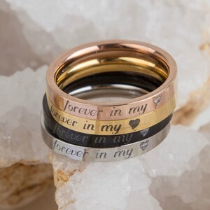 Memorial Ring, Forever in My Heart Ring, Memorial Thin Ring Gift ...