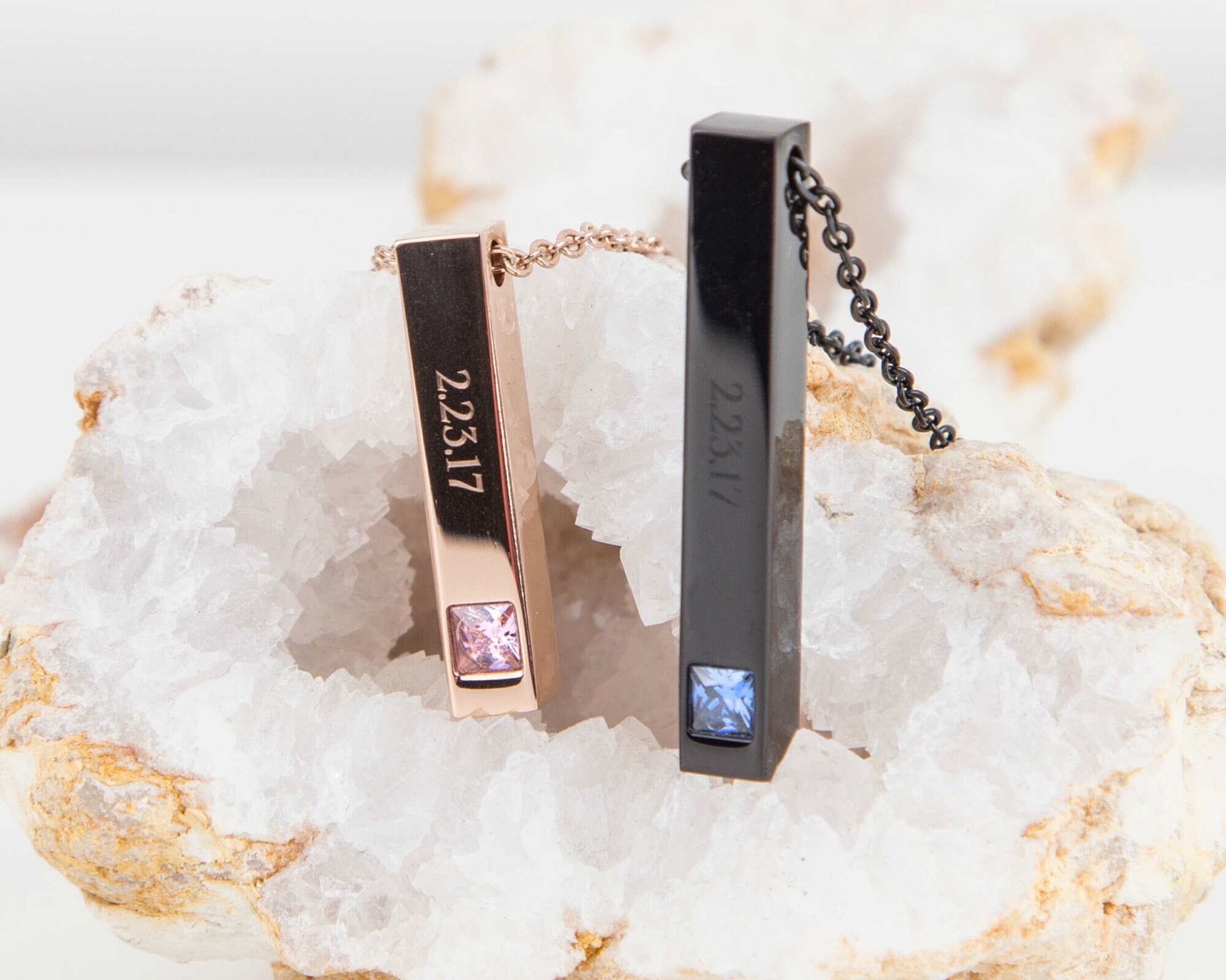 Couples Necklace Set Matching Gift Custom Stainless Steel | Etsy