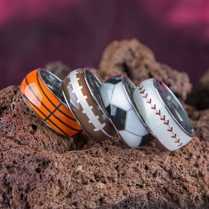 Football Ring for Men, Personalized Football Soccer Gift, Wide Sports ...