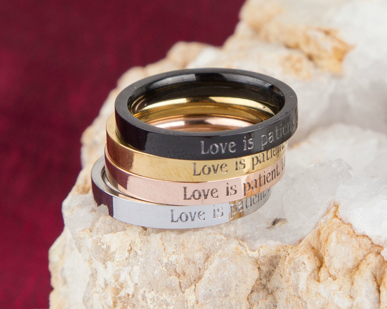 Love is Patient Love is Kind Ring, 1 Corinthians 13:4, Bible Quote Ring ...