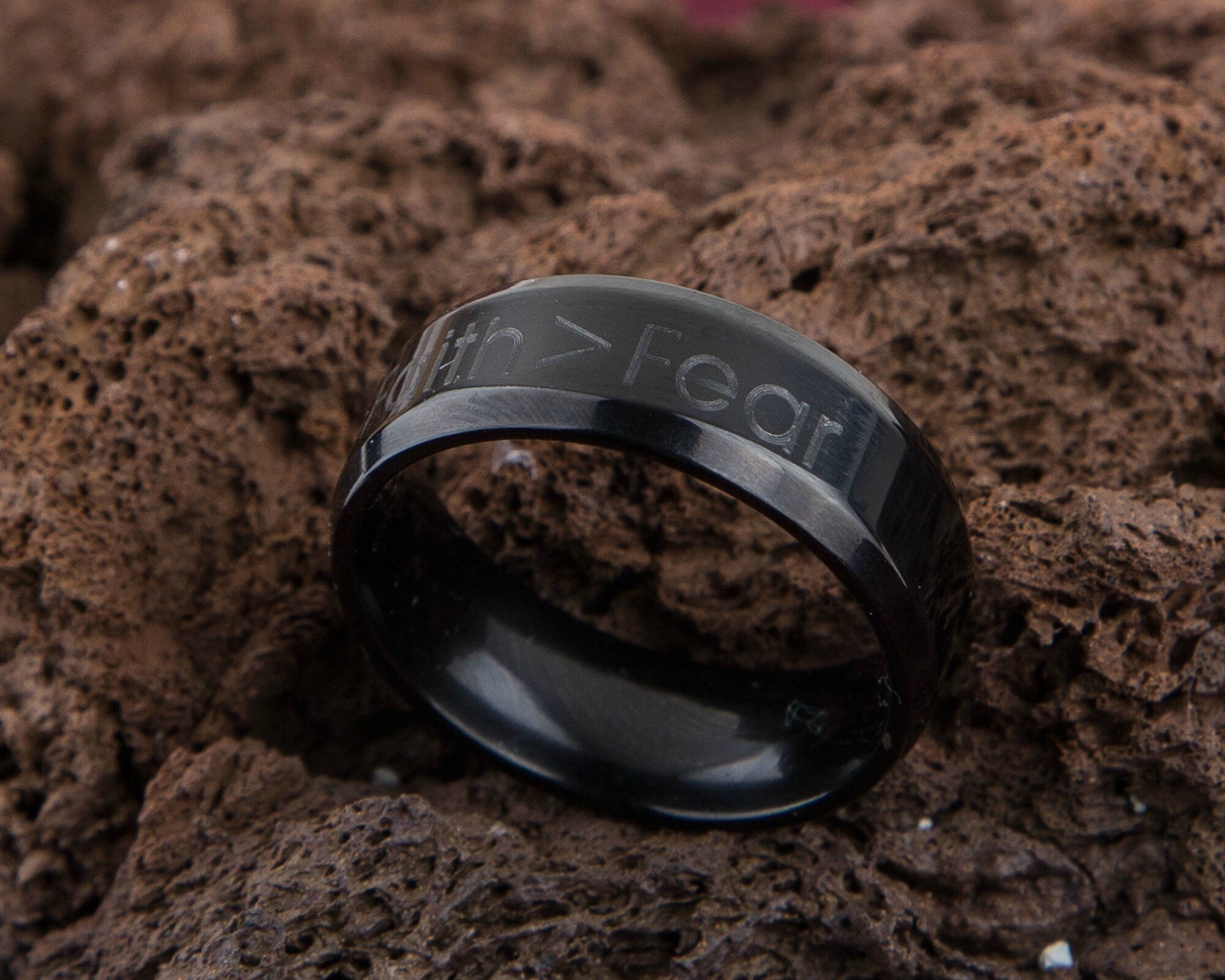 Faith Over Fear Men Ring Black / Blue Ring Faith Not Fear | Etsy