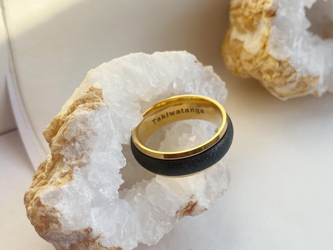 Custom Engraved Spinner Fidget Ring, Personalized Gift, Frosty Black ...