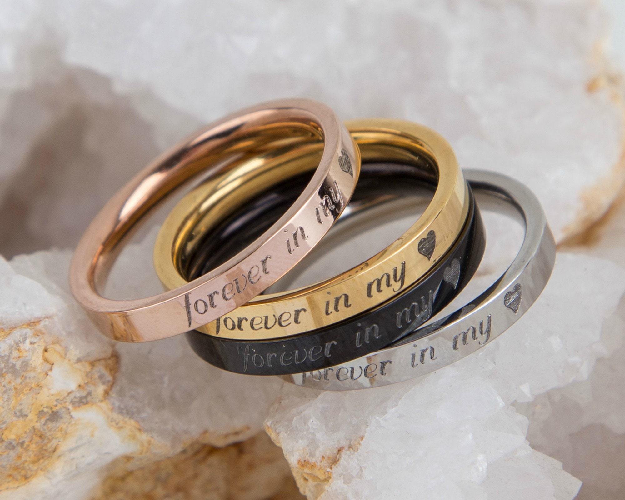 Memorial Ring Forever in My Heart Ring Memorial Thin Ring | Etsy