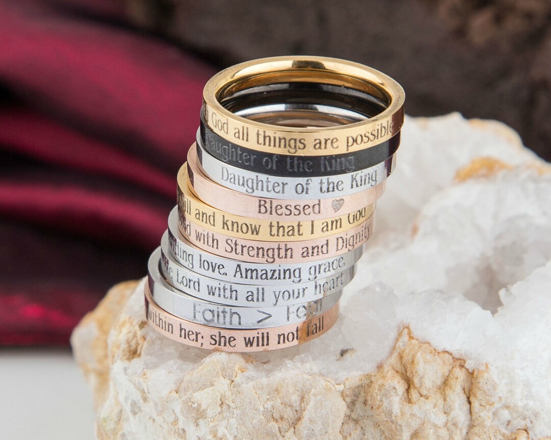 Personalized Bible Verse Ring, Religious Jewelry, Christian Faith ...