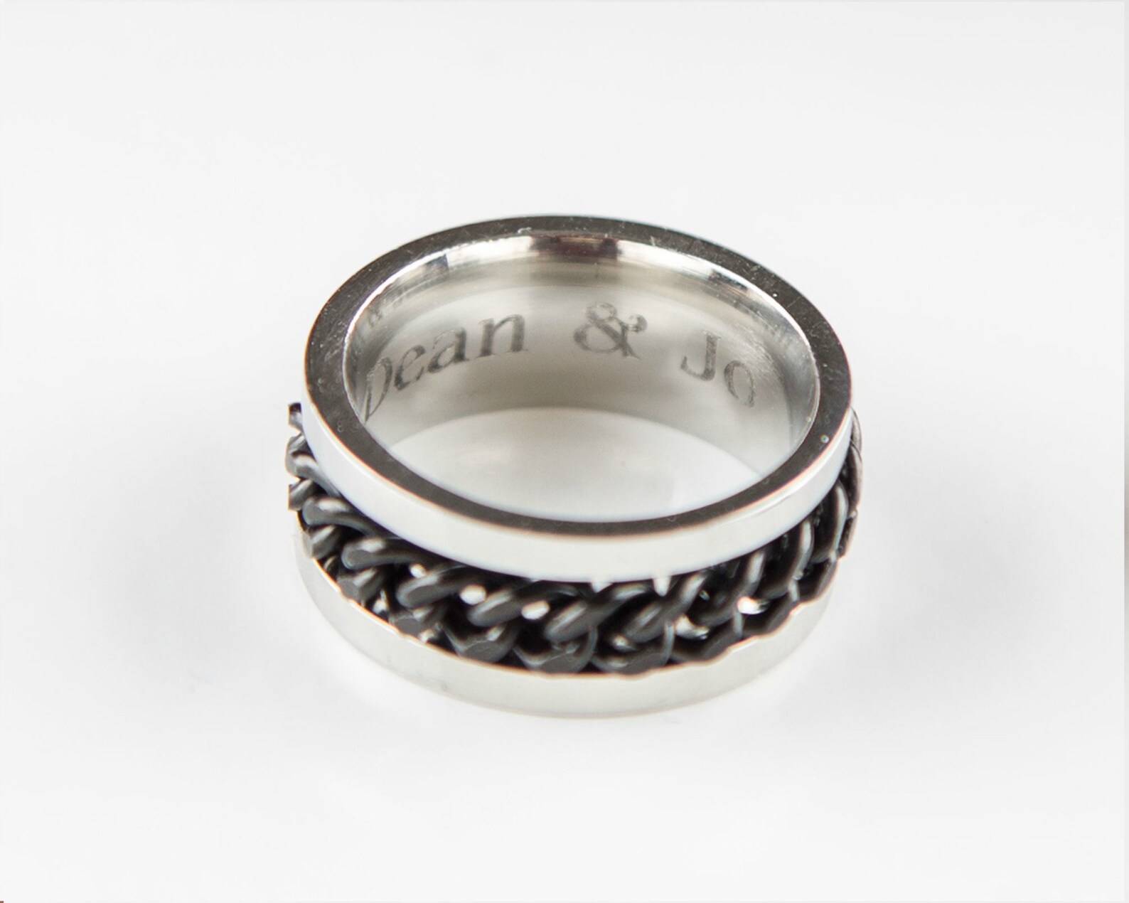 Black Chain Spinner Men Ring Black Chain Ring Stainless Steel | Etsy