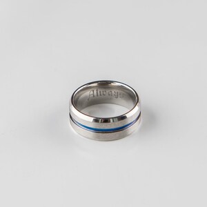 Blue Line Ring for Men, Personalized Gift Ring, Stainless Steel Custom ...