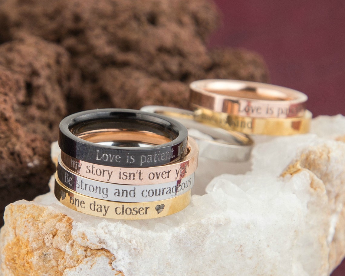 Personalized Ring Stacking Rings Gift Initial Rings Custom | Etsy