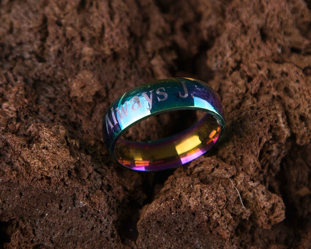 Rainbow Ring, Personalized Gift Ring for Women or Men, Rainbow Custom ...