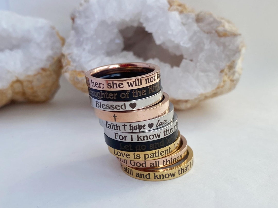 Personalized Bible Verse Ring, Religious Jewelry, Christian Faith ...