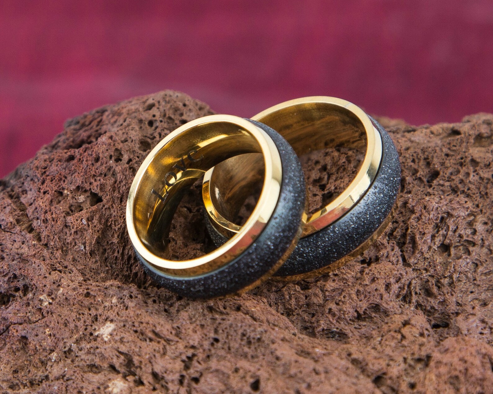 Couple Wedding Spinner Fidget Rings Frosty Black Gold Couple - Etsy