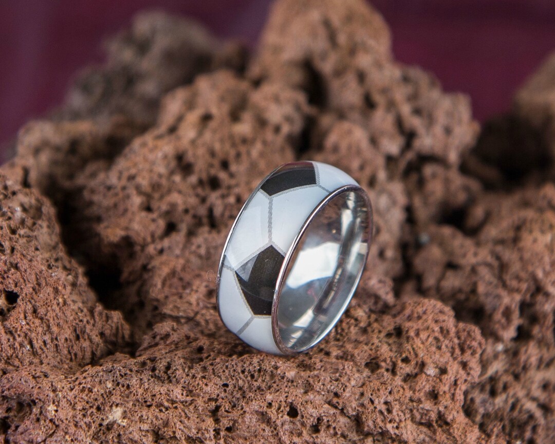 Football Ring for Men, Personalized Football Soccer Gift, Wide Sports ...