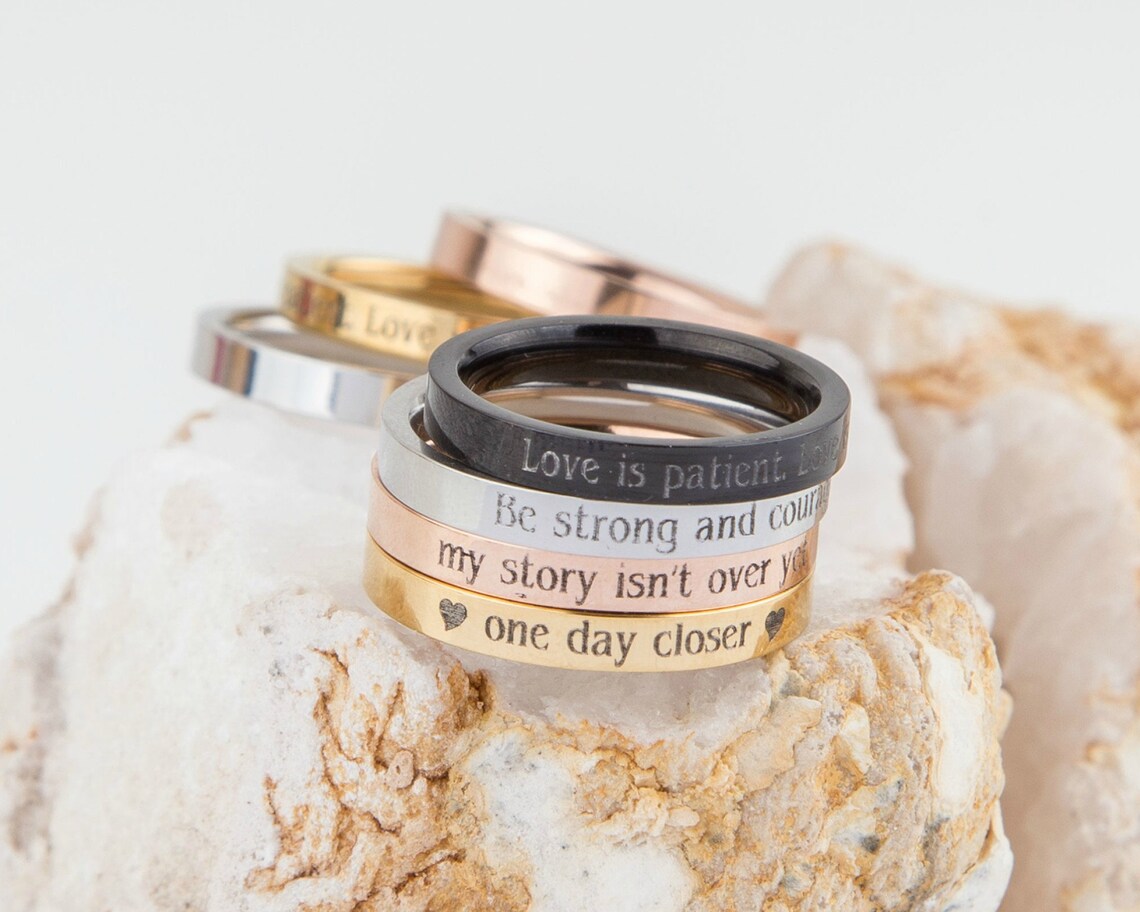 Personalized Ring Stacking Rings Gift Initial Rings Custom | Etsy