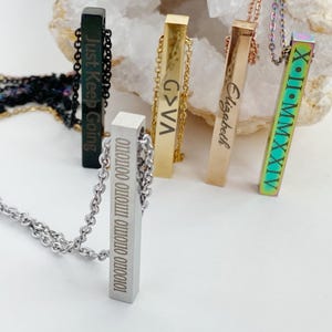Binary Necklace, 3D Bar Necklace, Binary Code Pendant Gift ...