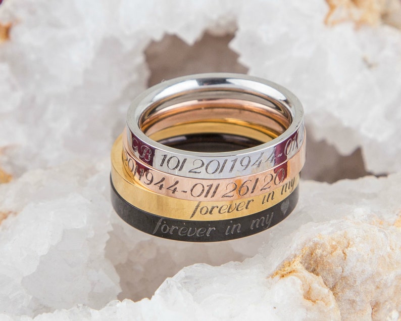 Personalized Memorial Ring Custom Name Date Ring Memorial | Etsy