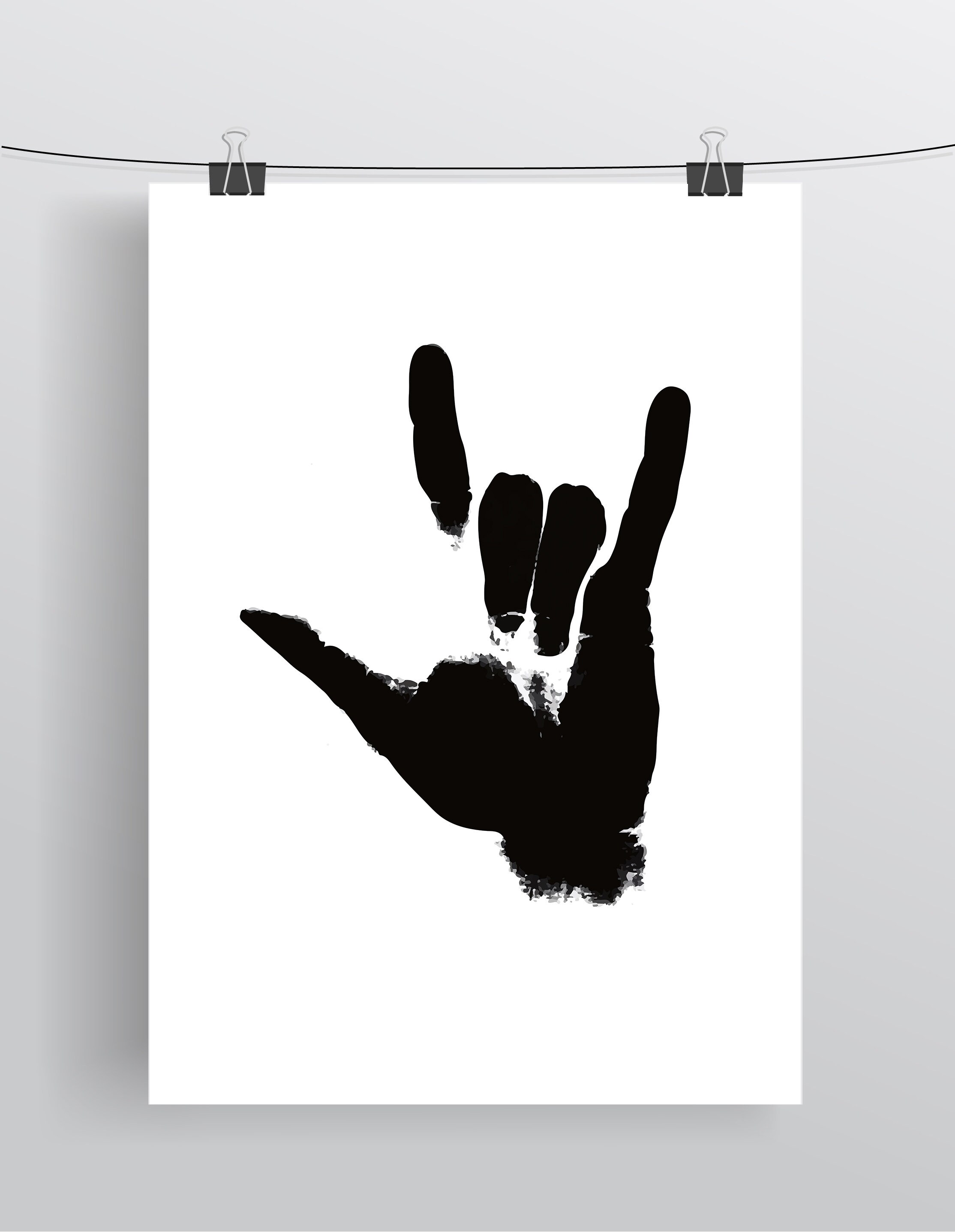 Devil Horns, Hand, Symbols, Printable, Print, Black White Artwork ...