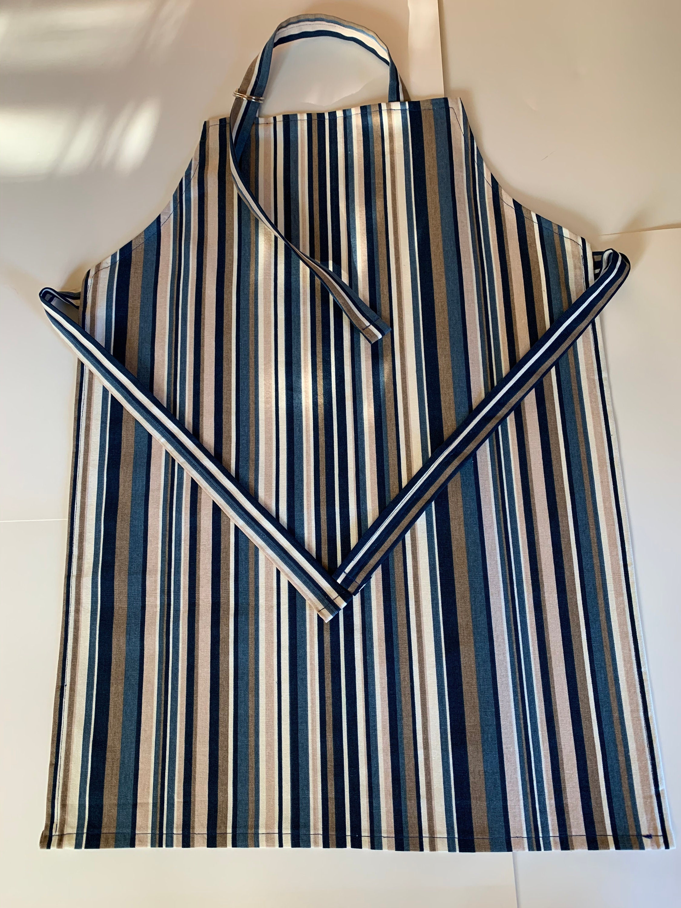 Chefs Apron BLUE and TAN STRIPE - Etsy