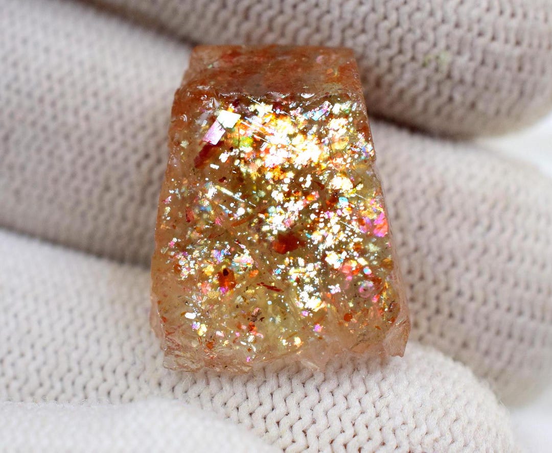 Rarest Fully Flashy Sunstone Gemstone Multi Flakes 7X15X20MM Sunstone ...