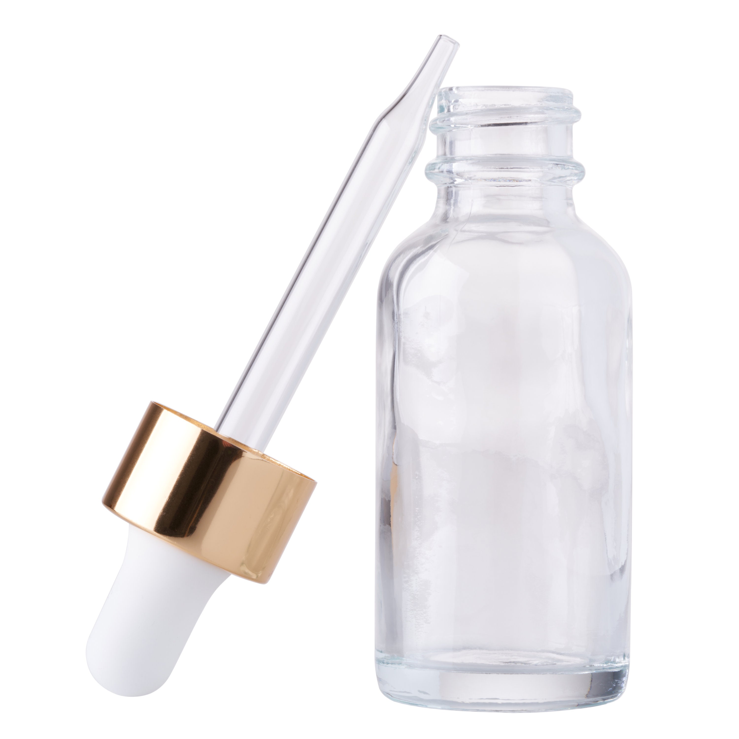 12 Pack Clear Boston Round Glass Bottles Jar With Gold Dropper - Etsy