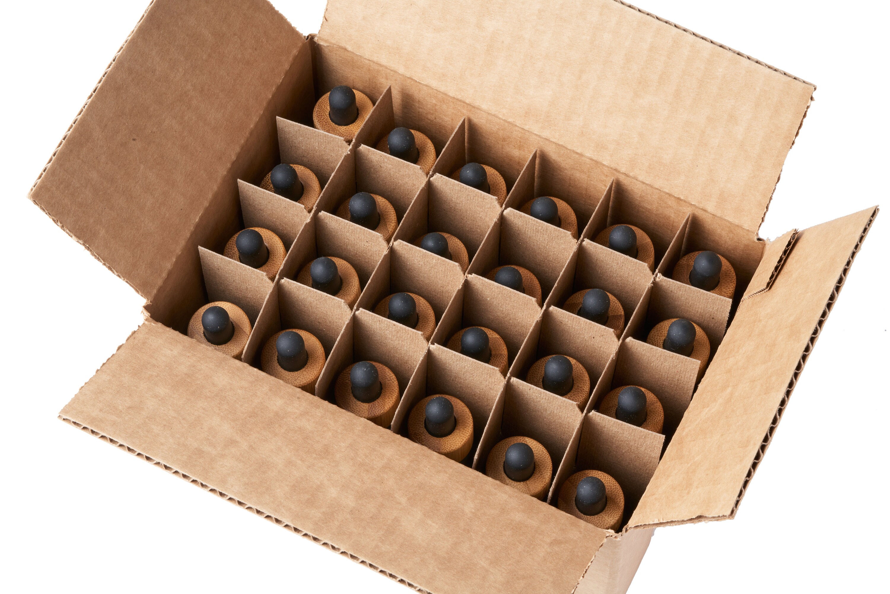 24 Pack Black Coated Boston Round Glass Bottles Jar With Black Bamboo ...