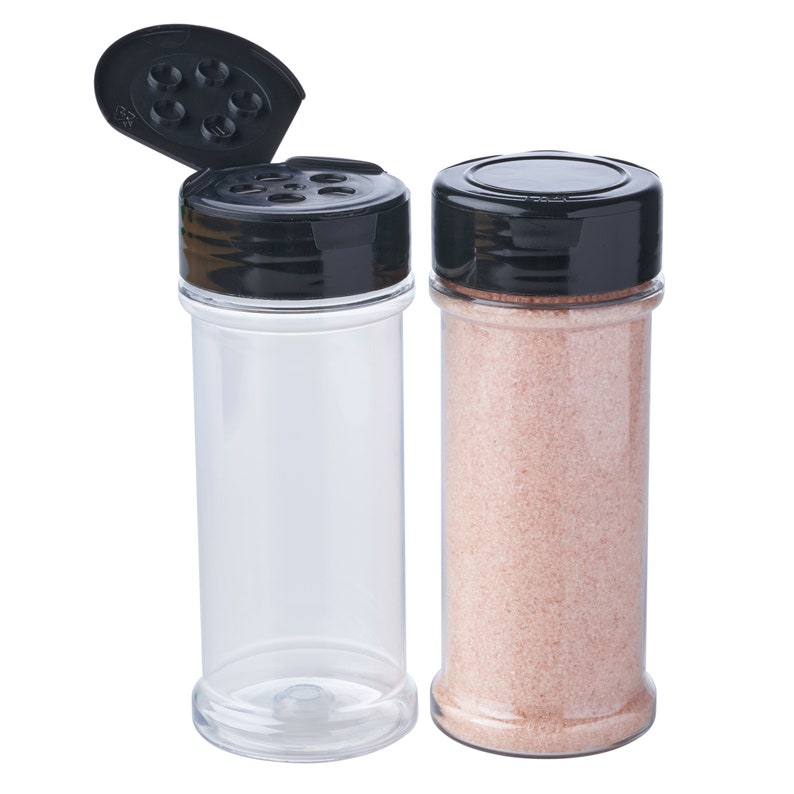 12 Pack of 6 Oz. Empty Clear Plastic Spice Bottles With Black - Etsy