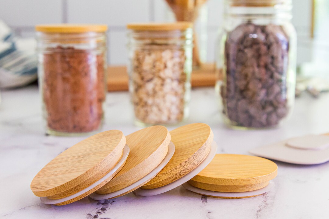 Bamboo Wooden Mason Jar Lids Regular Mouth, ECO Friendly - Fits ...