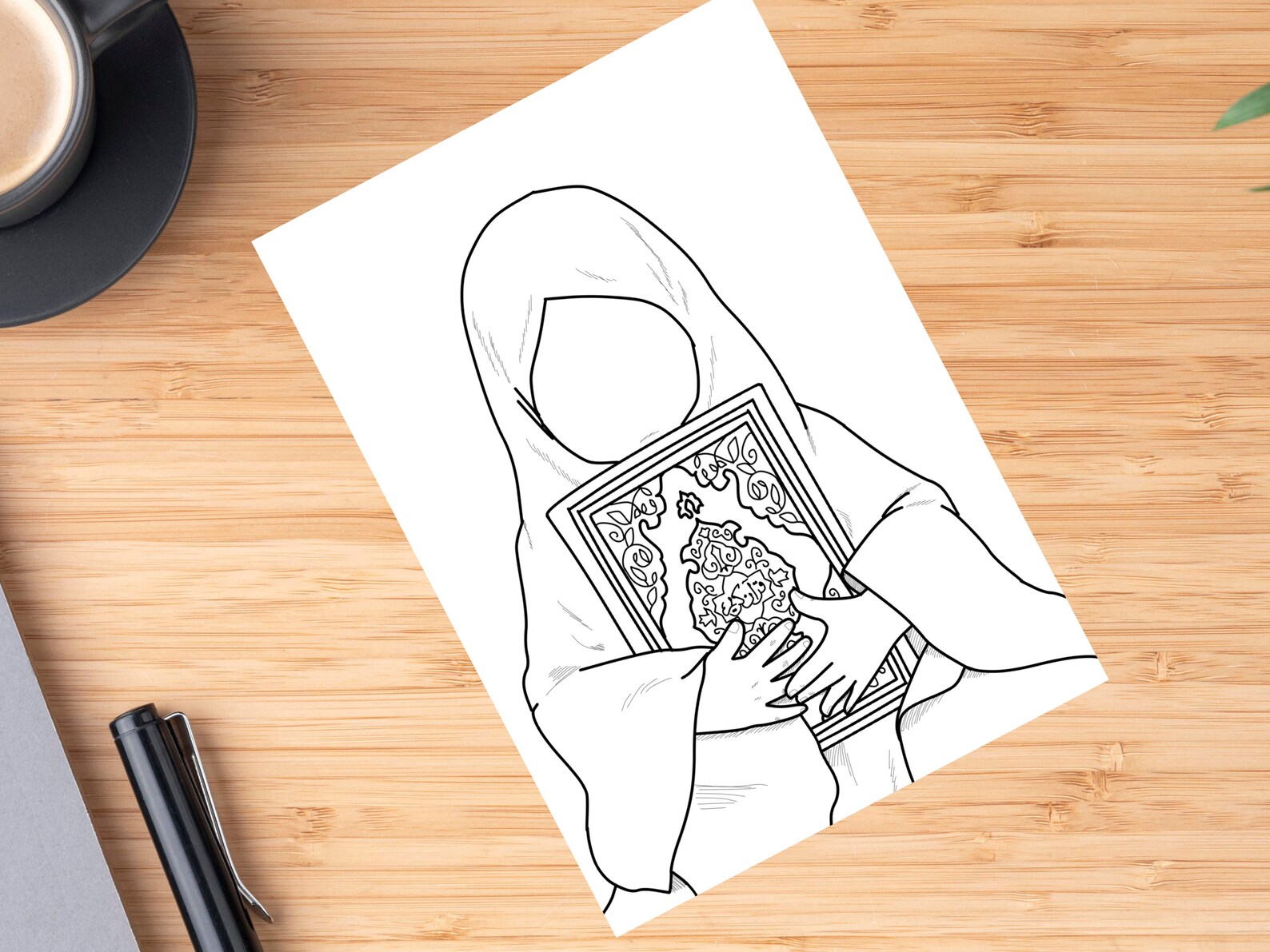 Islamic Art Colouring Page DIGITAL DOWNLOAD Muslimah Little | Etsy