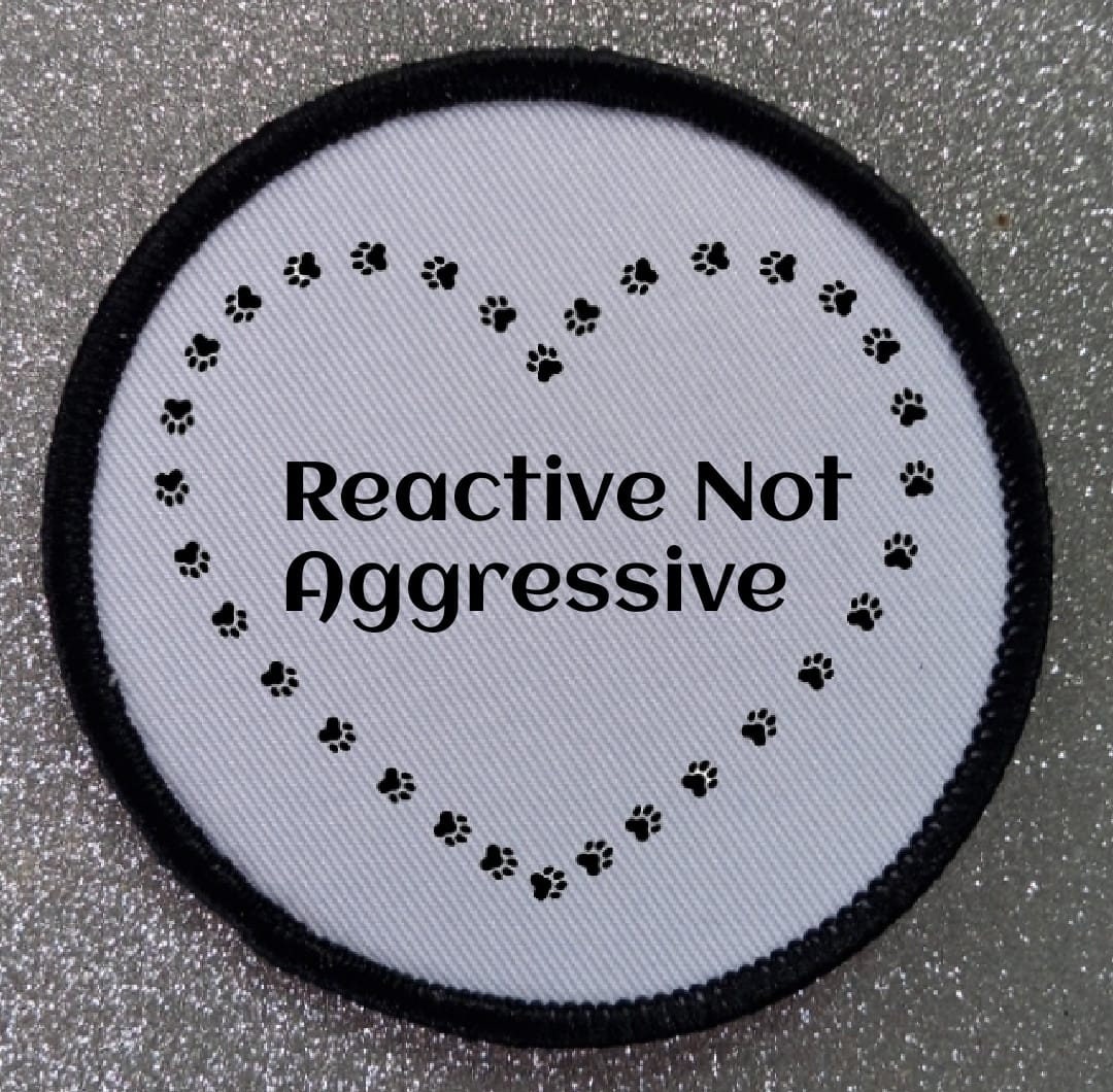 3 Inch Reactive Not Aggressive Dog Harness Coat Accessory Patch Badge ...