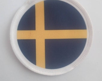 Set of 2 Sweden Flag Iron on Screen Print Transfers for Fabrics Machine Washable Swedish Flag ...
