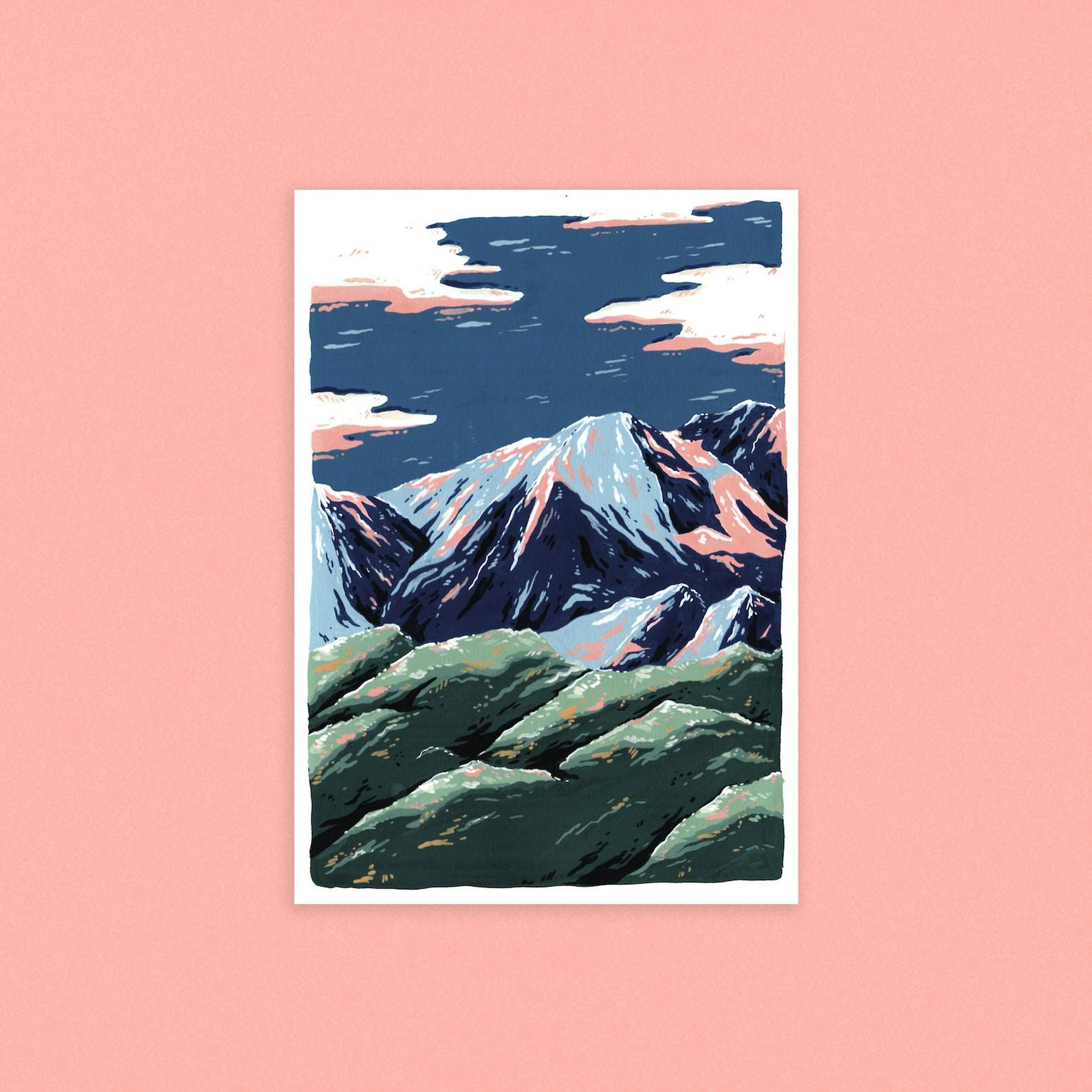 Mountain Sunset A4 Art Print - Etsy