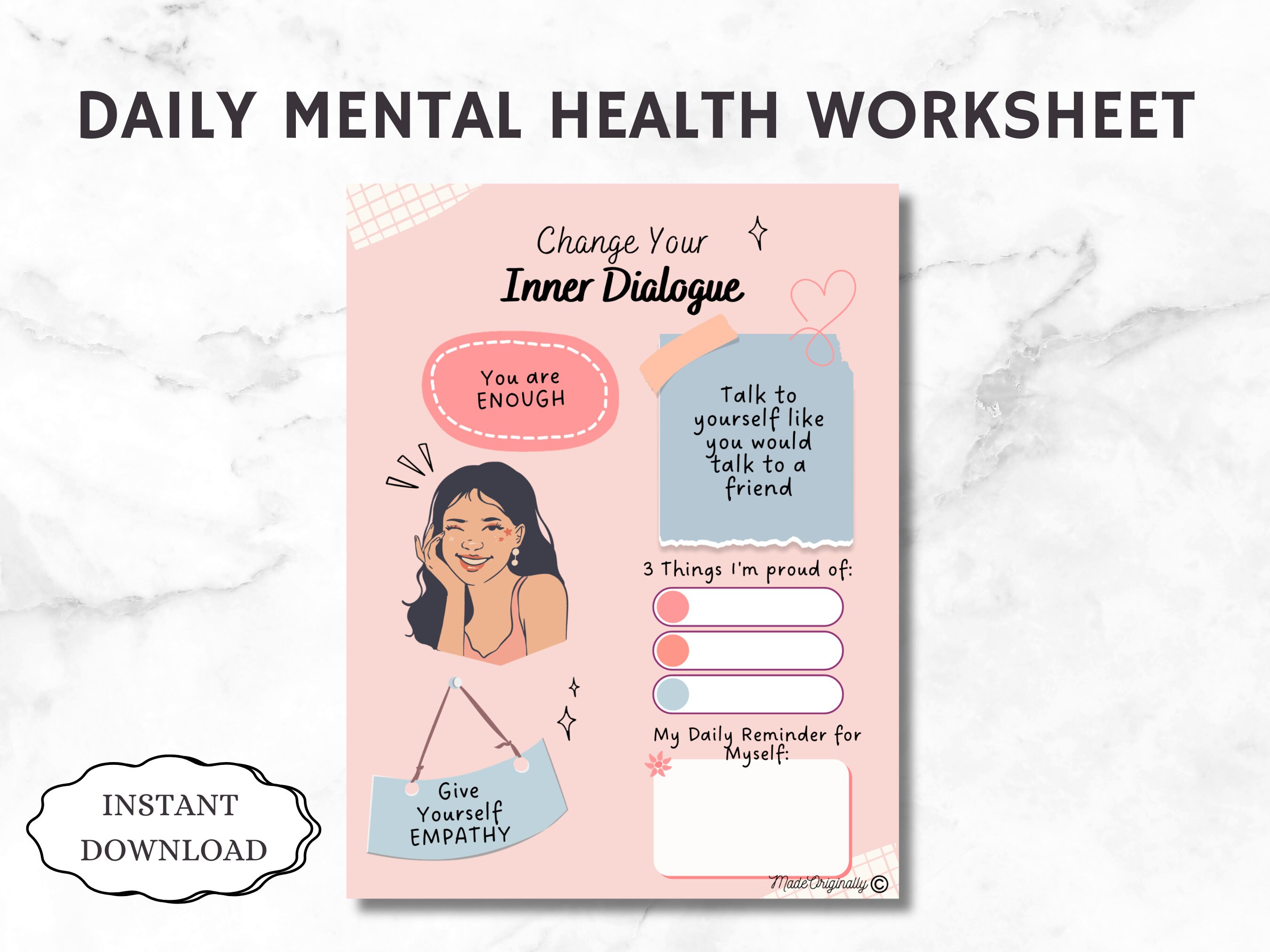 Printable Self Worth Worksheet, Improve Mental Health, Self Esteem ...