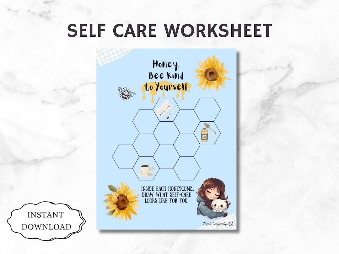 Self Care Printable Drawing Worksheet, Improve Mental Health, Self ...