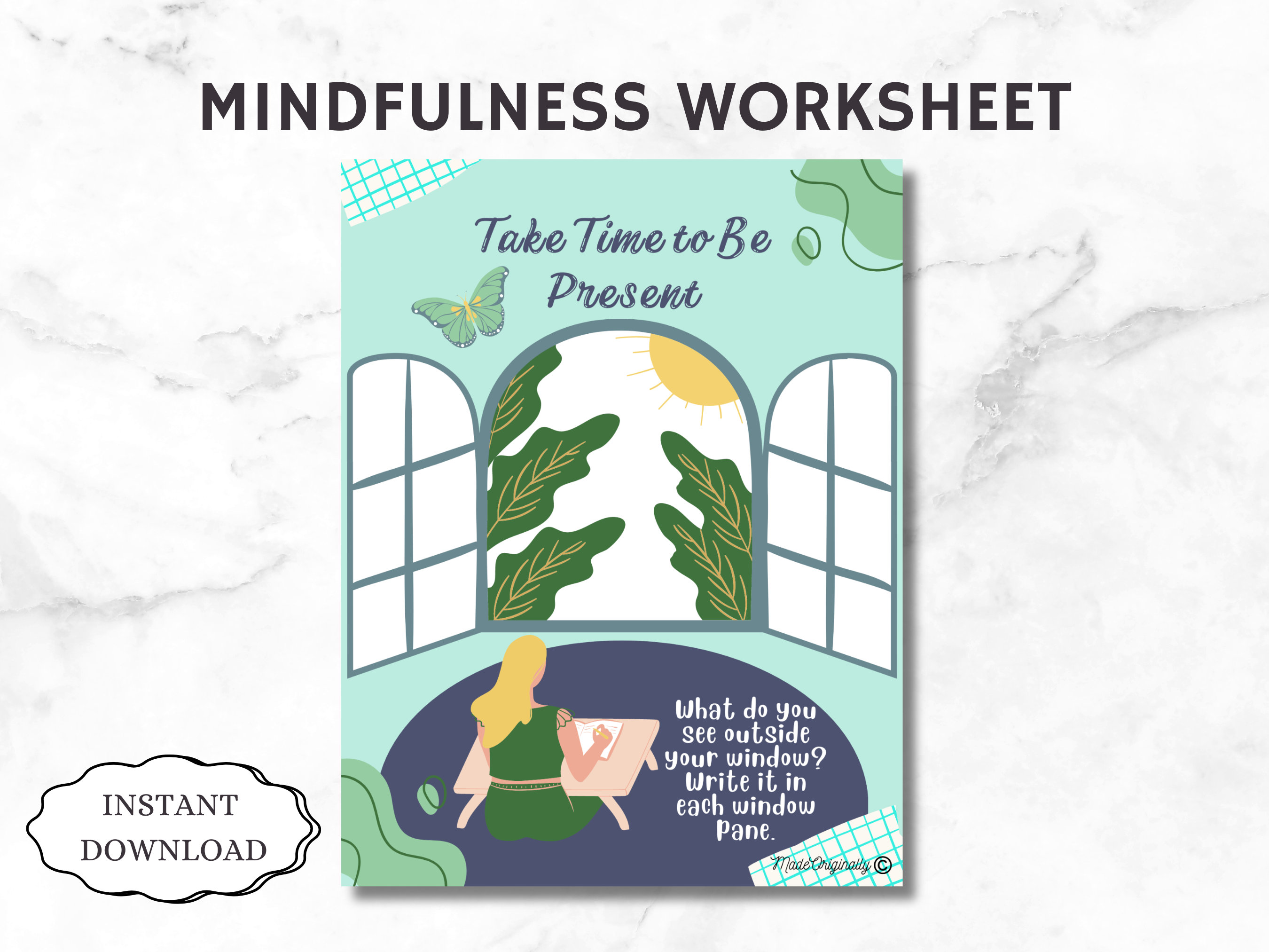 Mindfulness Worksheet, Digital Instant Download, Printable Pdf, Mental ...