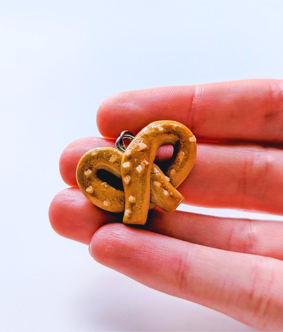 Soft Pretzel Necklace Charm, Handmade Polymer Clay Jewelry, Realistic ...