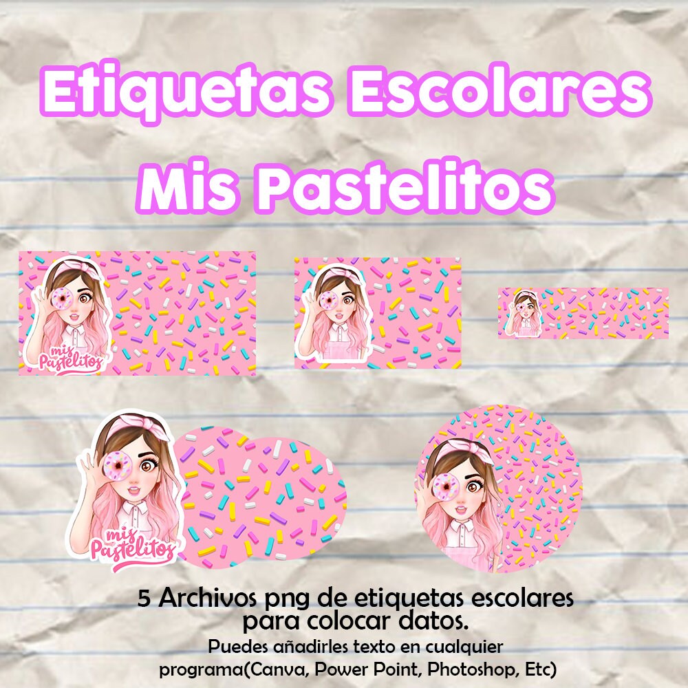 Etiquetas Escolares Mis Pastelitos | Archivos png para añadir datos ...