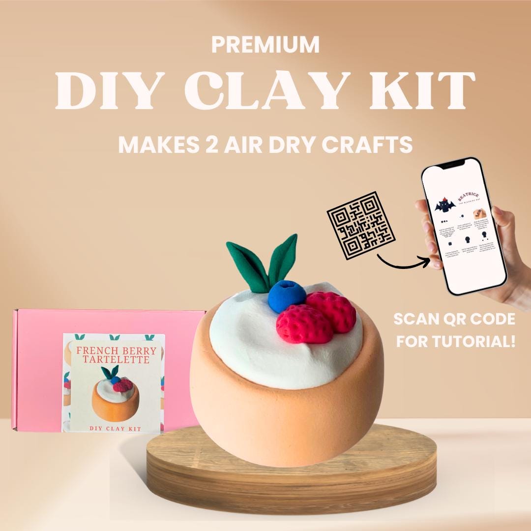 DIY Premium Air Dry Clay Kit - French Berry Tartellete, Whimsical Cute ...