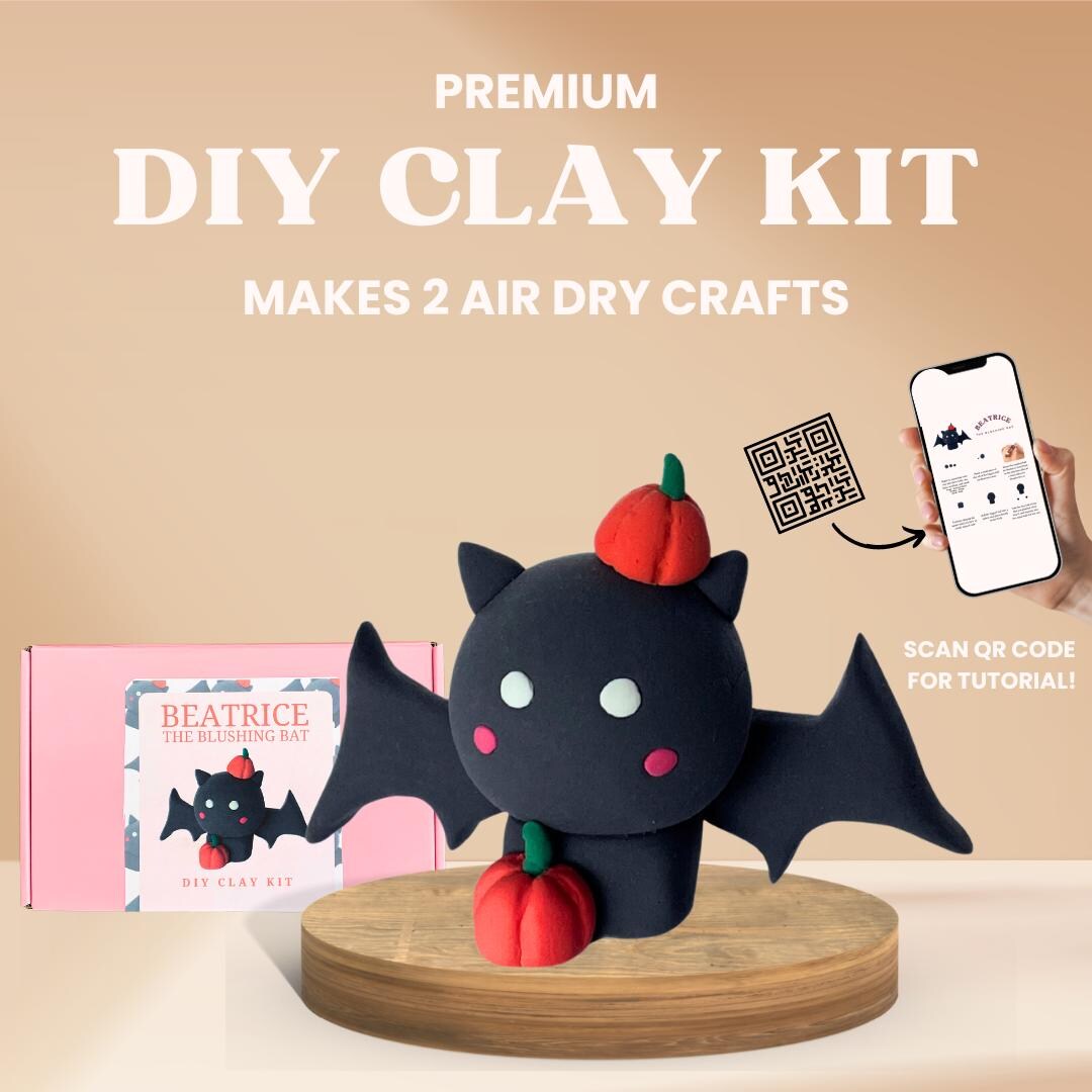 DIY Premium Air Dry Clay Kit - the Blushing Bat, Whimsical Cute ...