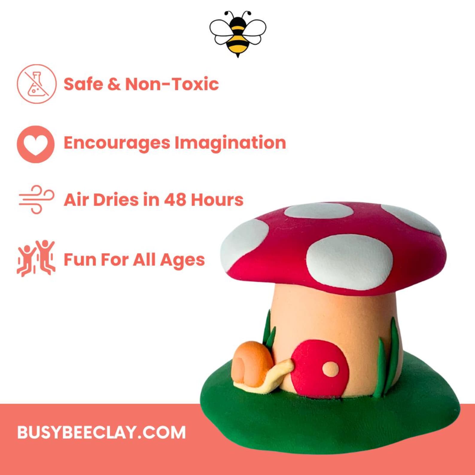 DIY Premium Air Dry Clay Kit - Cottagecore Mushroom Cottage & Snail ...