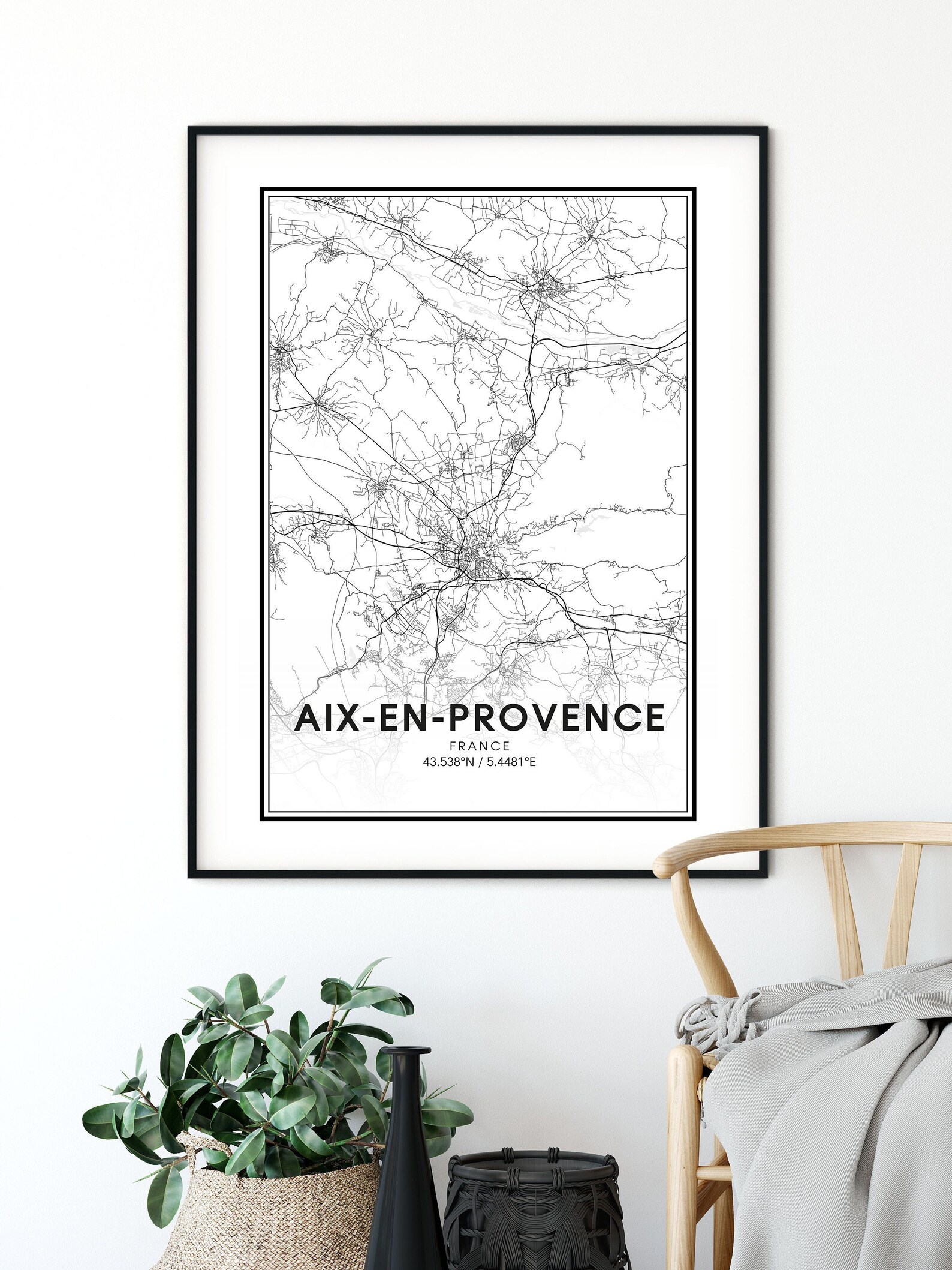 Aix-en-Provence Map Print City Map Wall Art Aix-en-Provence | Etsy