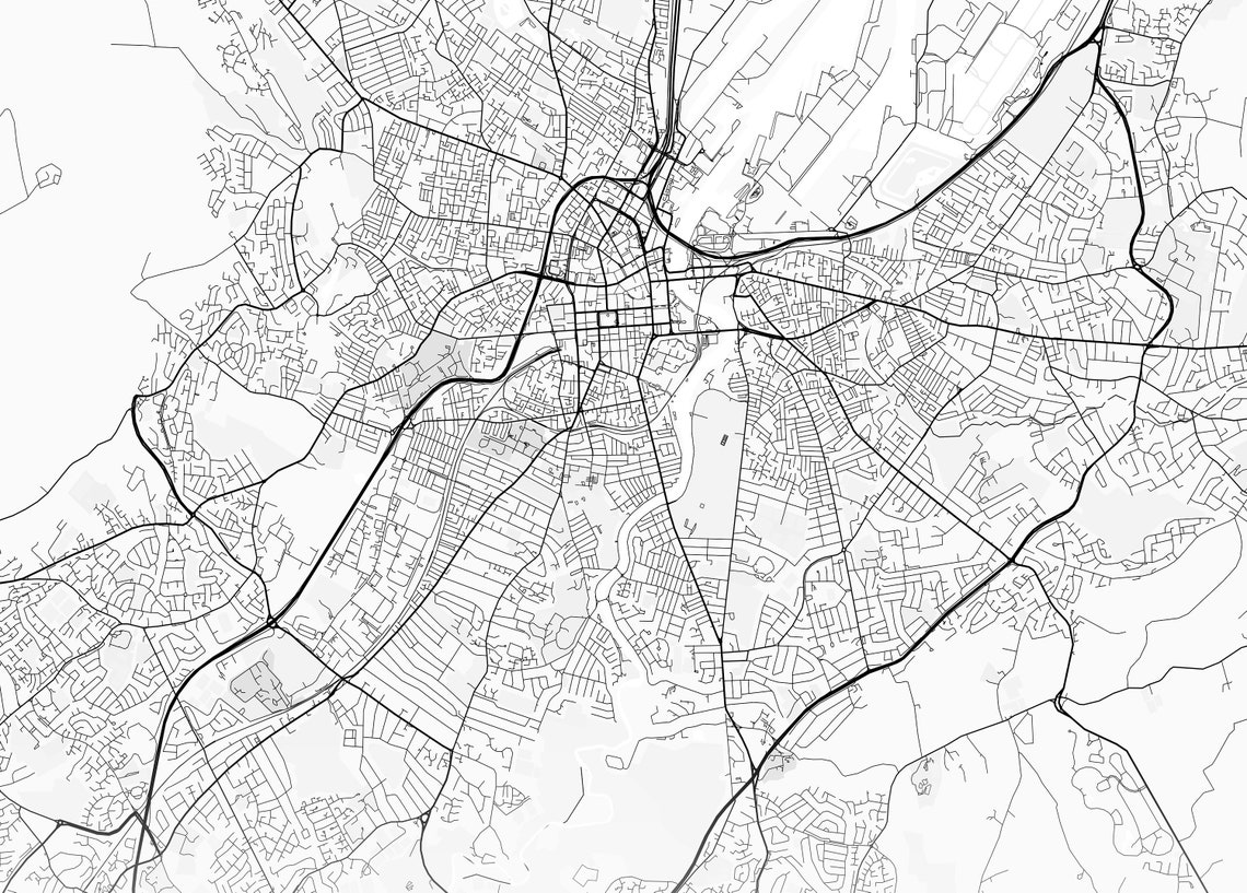 Belfast City Map Print City Map Wall Art Belfast Northern | Etsy