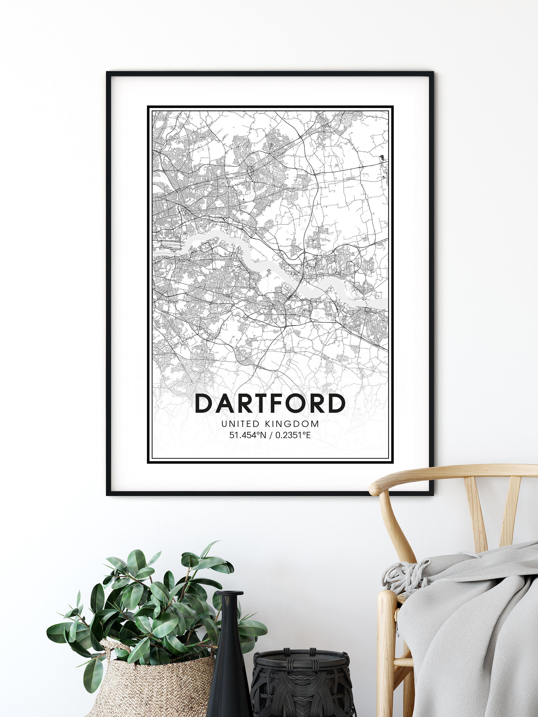 Dartford City Map Print City Map Wall Art Dartford England | Etsy